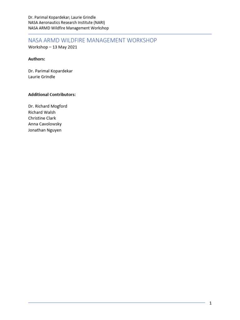Nasa Armd Wildfire Management Workshop 6.1.2021 v13 | PDF | Unmanned ...