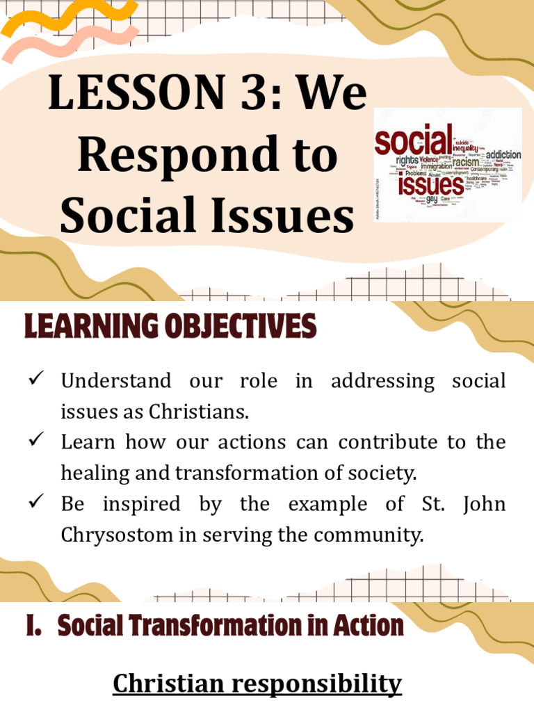LESSON 3 We Respond To Social Issues | PDF | Love | Poverty