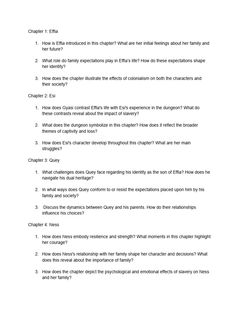 Homegoing Chapter Summaries & Analysis | PDF | Social Psychology ...