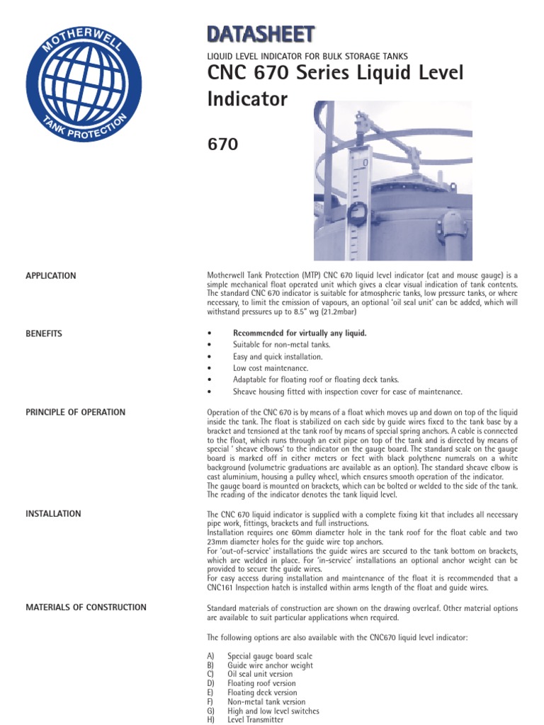 CNC 670 Liquid Level Indicator Guide | PDF | Manufactured Goods ...