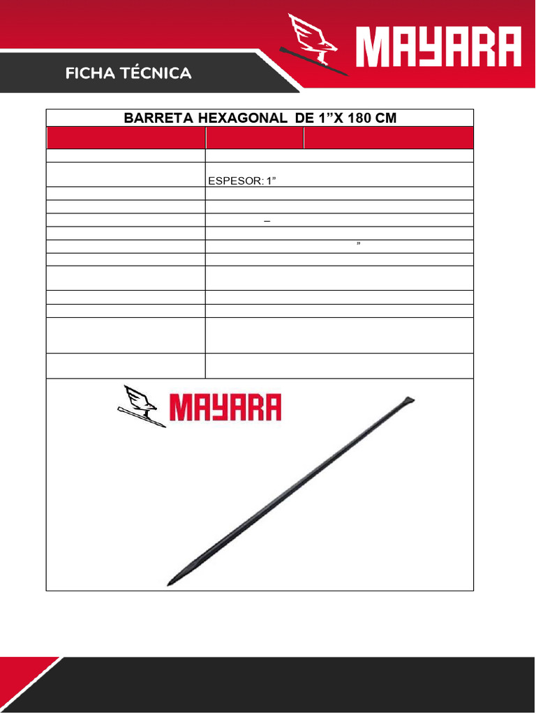 Barreta Hexagonal 1.80 | PDF
