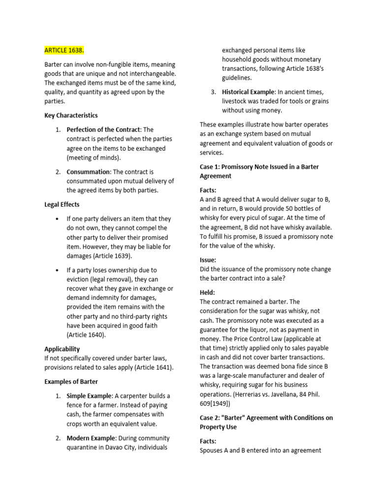 Understanding Barter Sales Contracts | PDF | Breach Of Contract | Sales