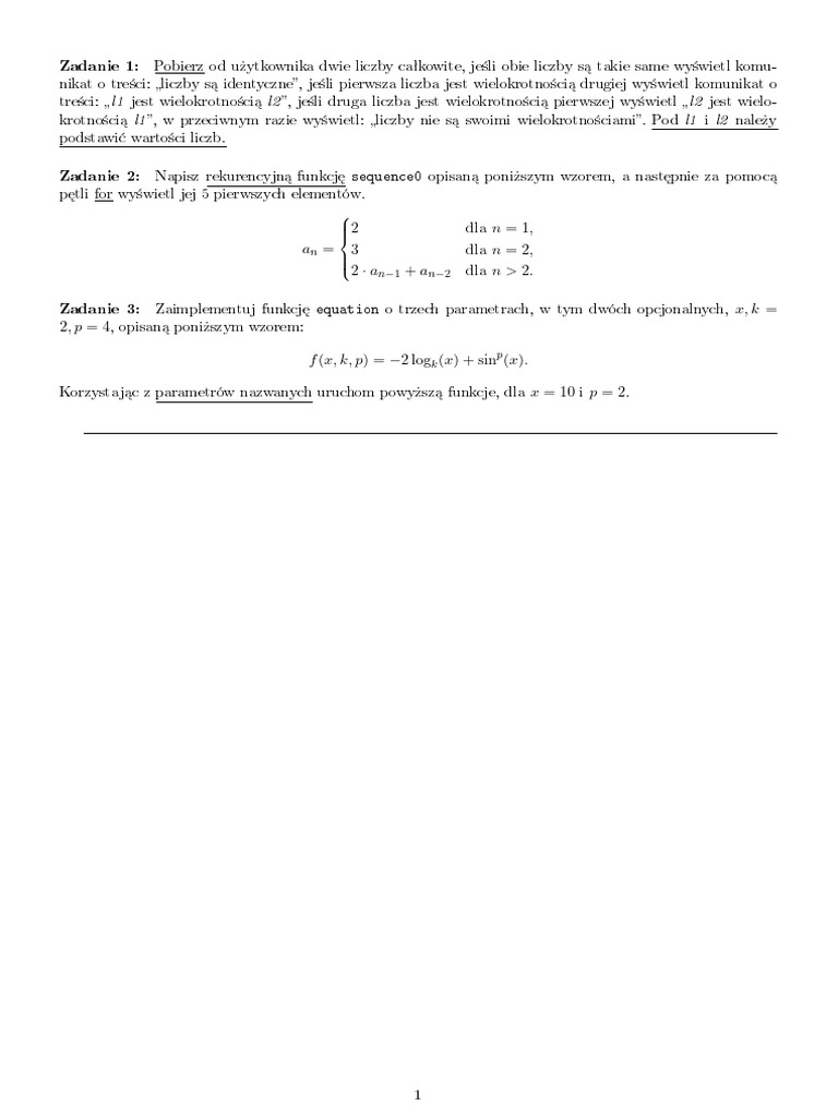 Język Python – W1 - A | PDF