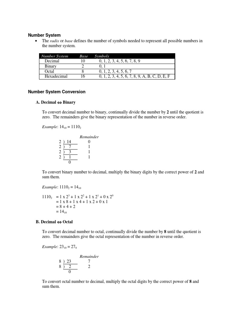 Lecture Handout Introduction To Number Systems Pdf Numbers