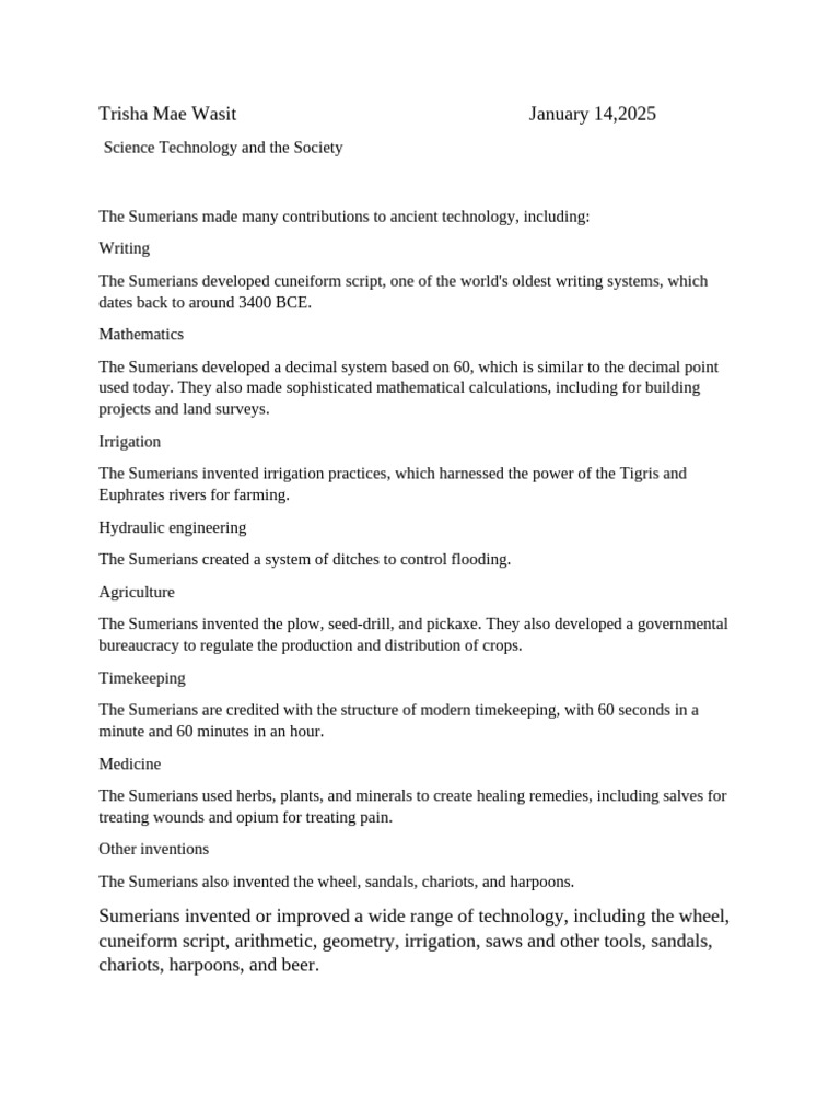 Science Technology | PDF | Sumer | Machines