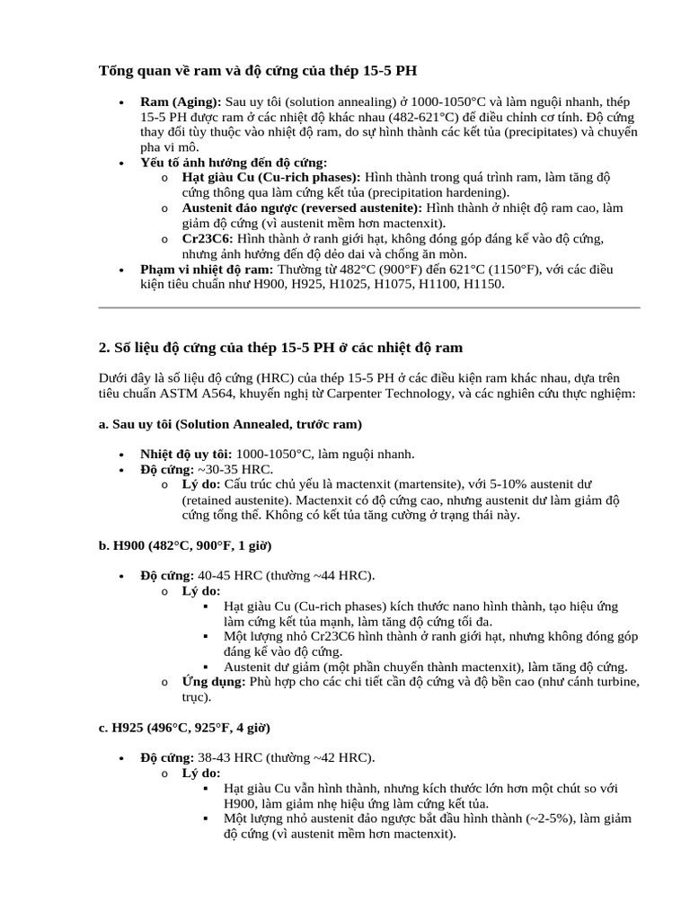 Tổng Quan Về Ram Và Độ Cứng Của Thép PH15-5 | PDF