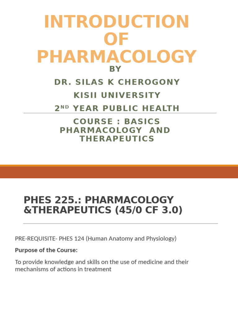 Introduction to Pharmacology Course | PDF | Pharmacology | Pharmacy