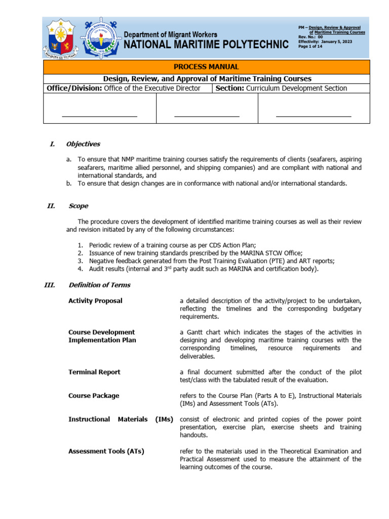 Maritime Training Course Approval Process | PDF