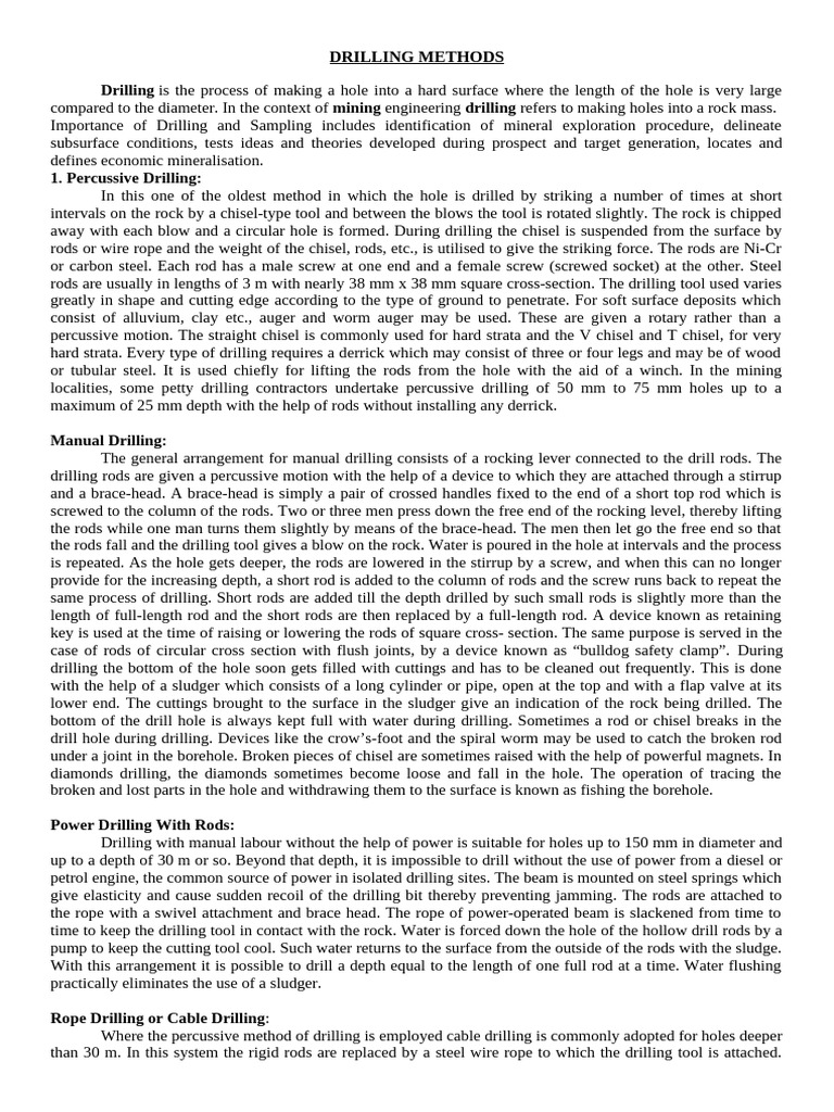 Drilling Methods | PDF | Drilling | Drill