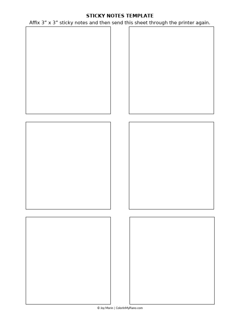 Printable Sticky Notes Template | PDF