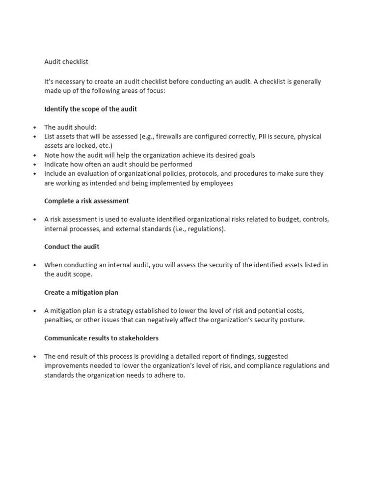 Audit Checklist | PDF