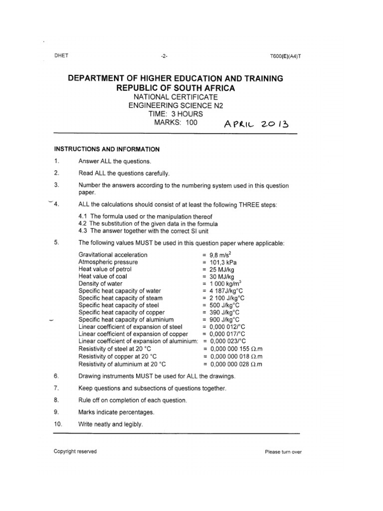Eng.-Science-N2-Apr-2013-1 | PDF