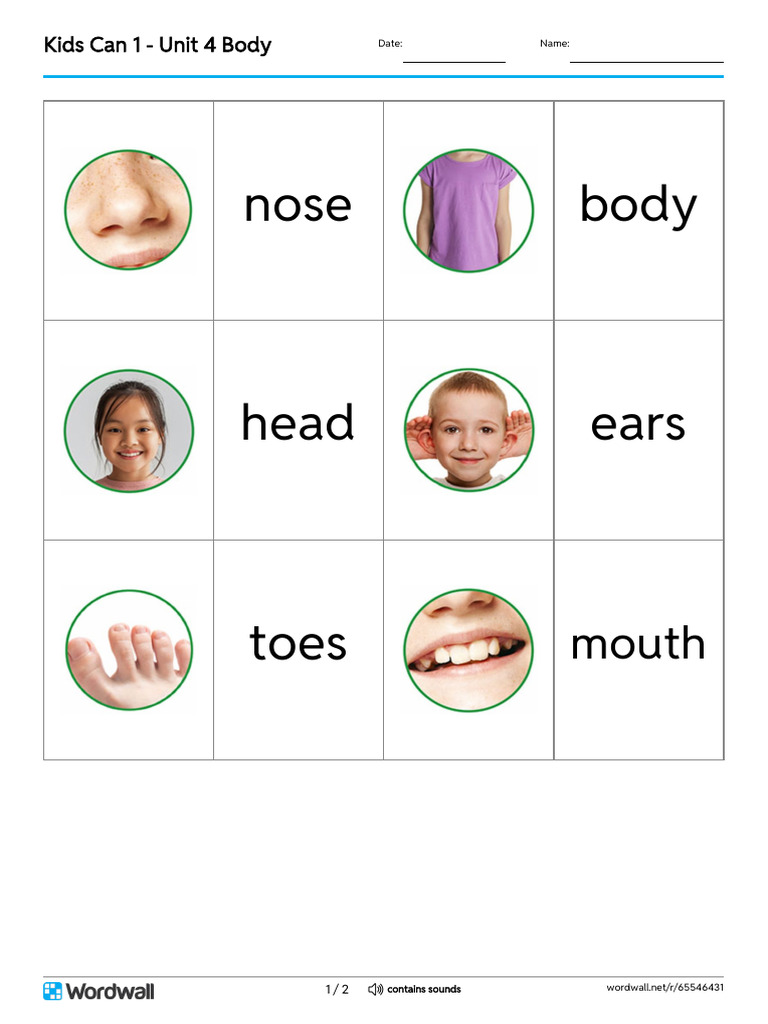 Kids Can 1: Unit 4 Body Parts | PDF