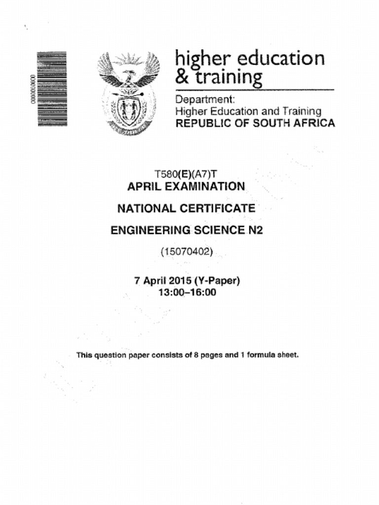 N2 Engineering Science 7 April 2015 1 | PDF
