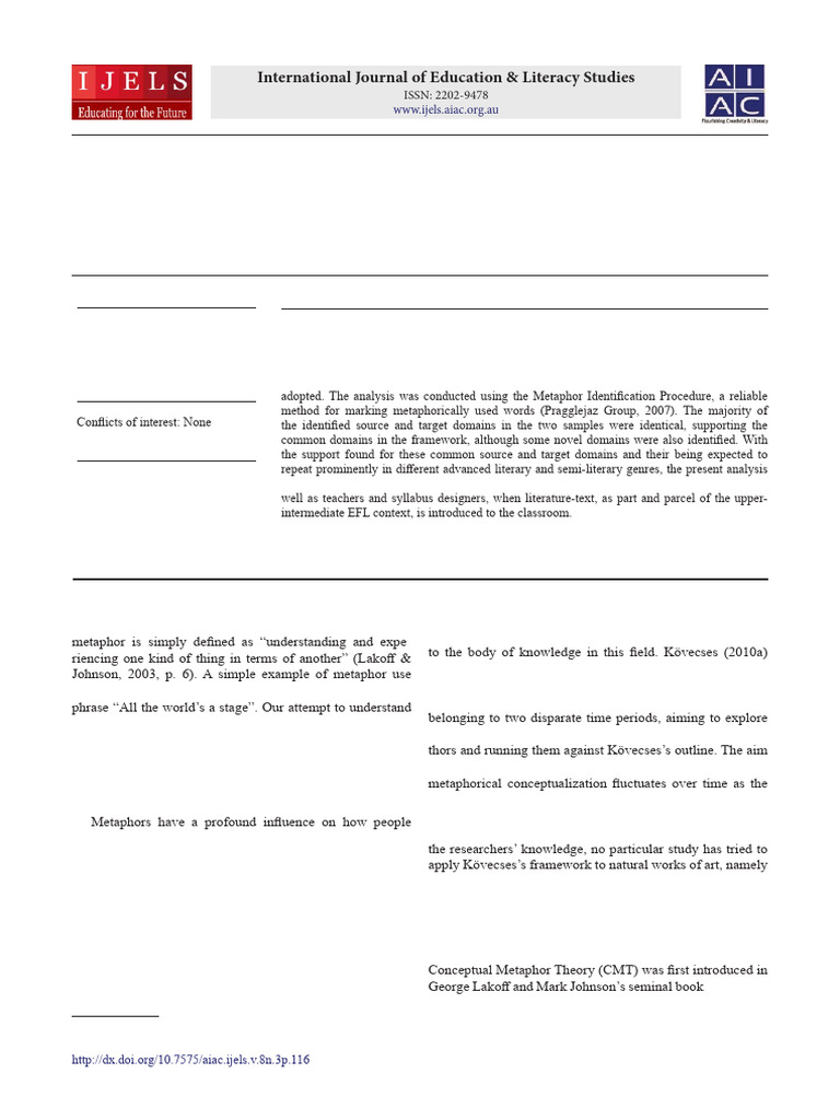 Revisiting Common Source and Target Domains in Conceptual Metaphors in ...