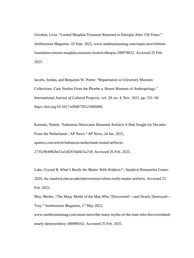 Repatriation of Looted Artifacts | PDF | Cultural Education | Liberal ...