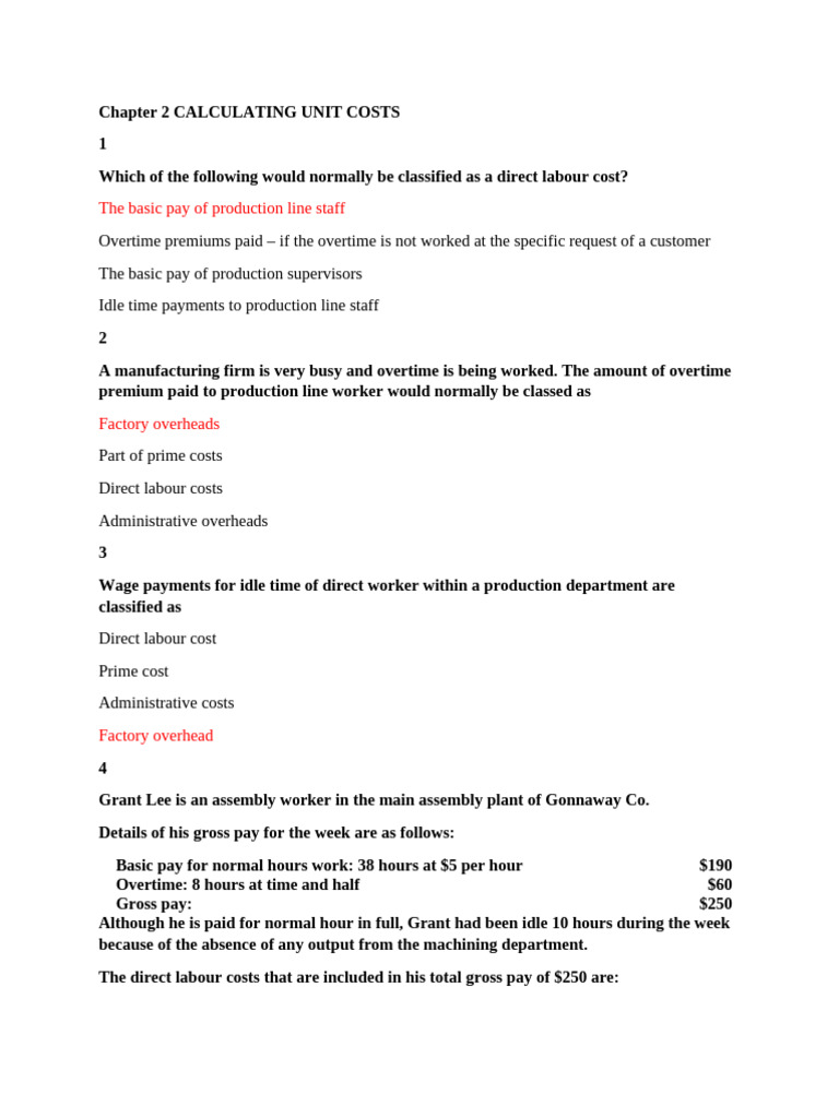 Chapter 2 Calculating Unit Costs | PDF | Inventory | Business