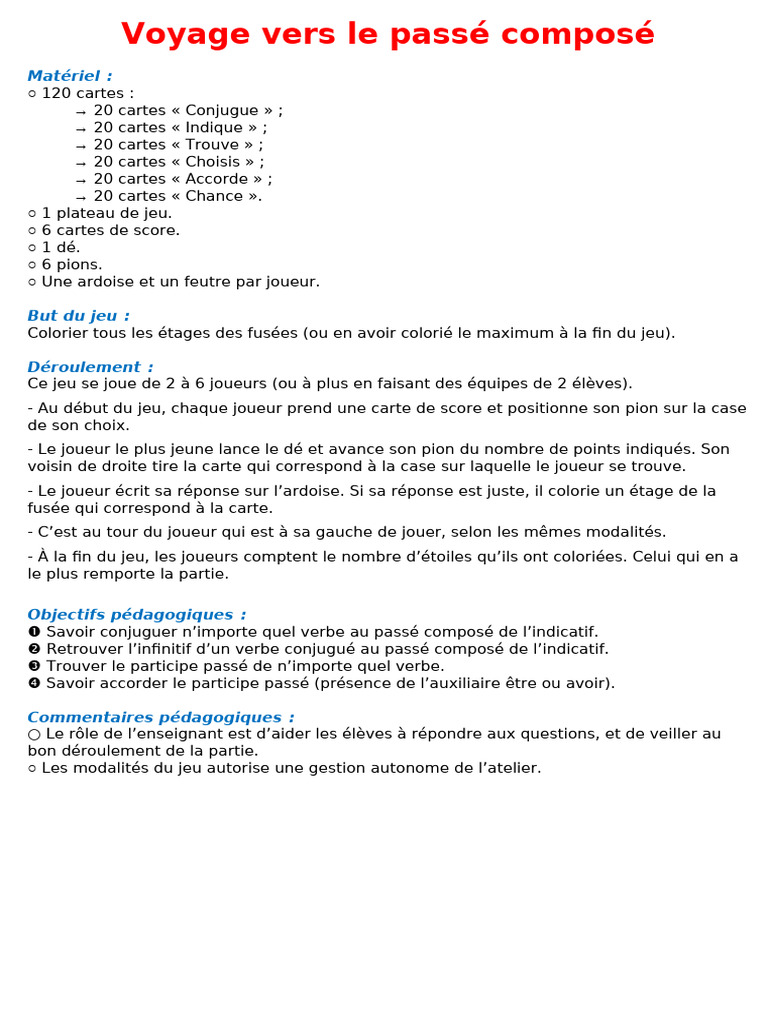 Voyage Vers Le Passe Compose | PDF | Phrase | Verbe