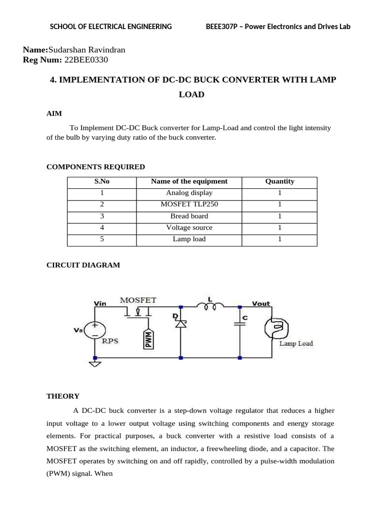 DC-DC Buck Converter for Lamp Load | PDF | Power Electronics ...