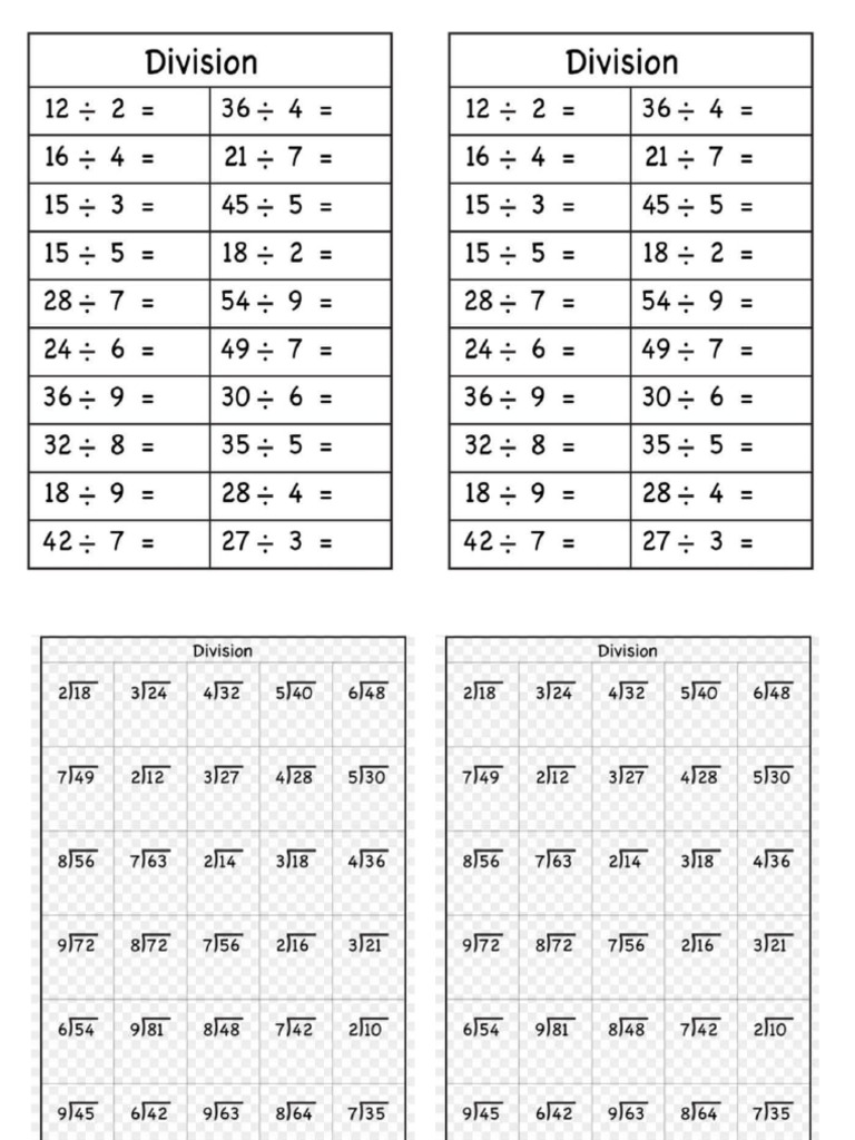 Division Activity 1 Digit | PDF