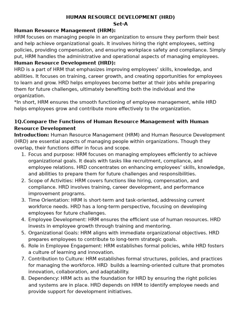 HRD Mid-1 | PDF | Human Resource Management | Human Resources