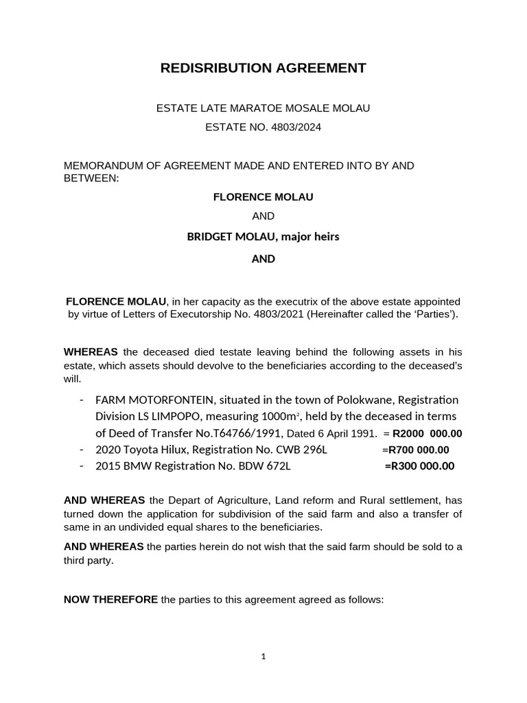 Redisribution Agreement Ul | PDF | Civil Law (Common Law) | Common Law