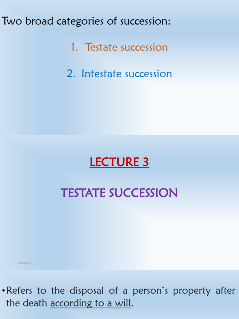 Testate vs. Intestate Succession Explained | PDF | Will And Testament ...