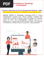 NIT Trichy Summer Internship 2025 Details | PDF | Educational Stages