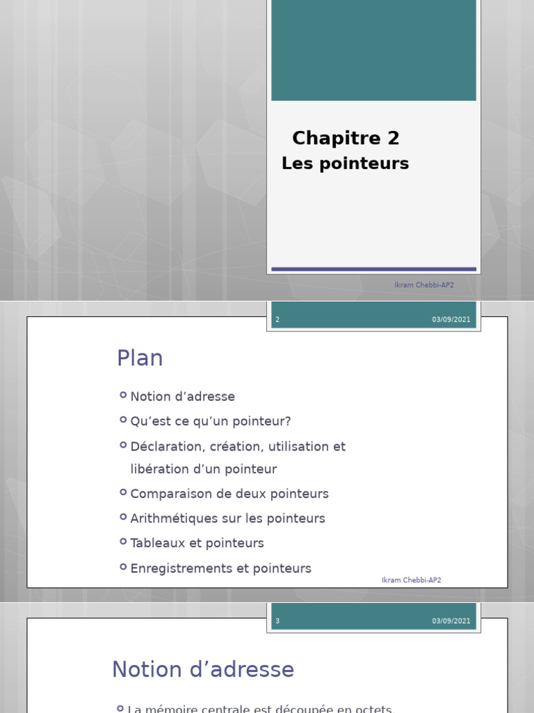 Chap2 Les Pointeurs | PDF | Pointeur (programmation) | Variable (informatique)