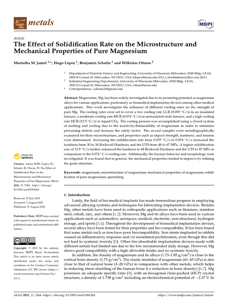 The_Effect_of_Solidification_Rate_on_the_Microstru | PDF | Magnesium ...