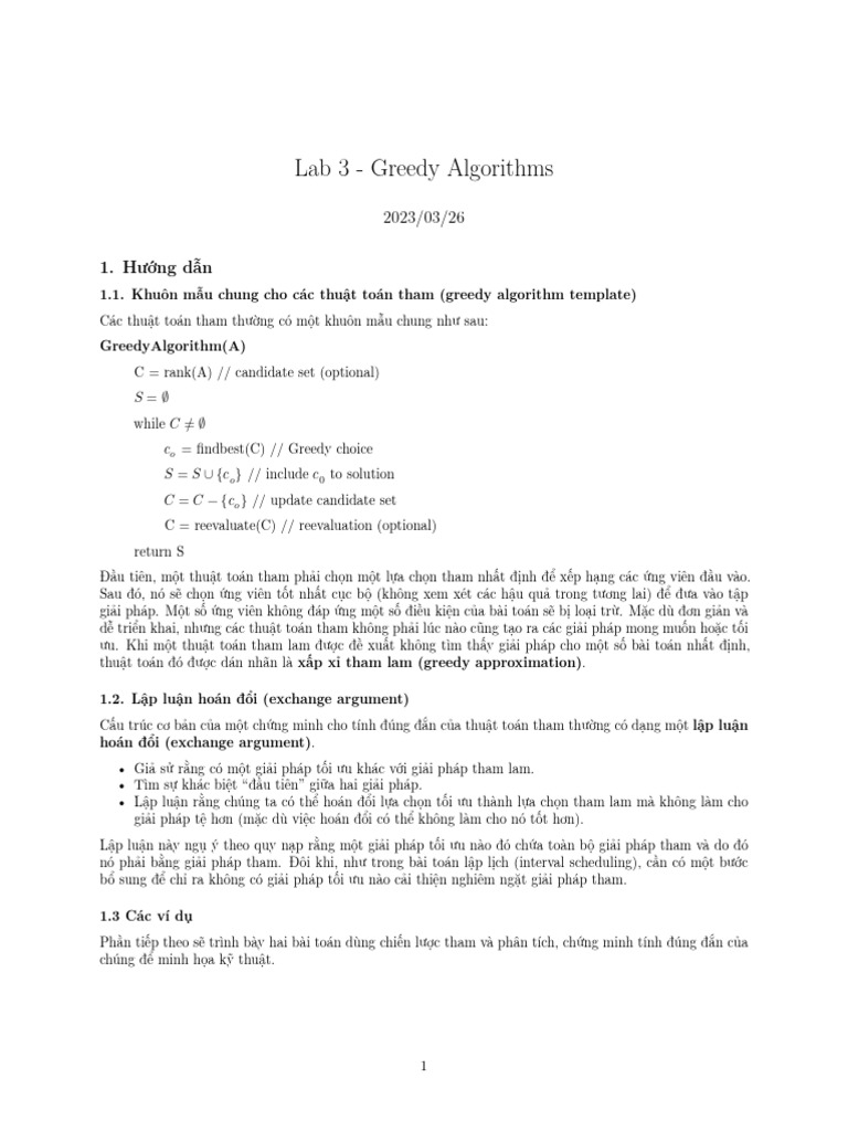 Lab3 Greedy Algorithms | PDF