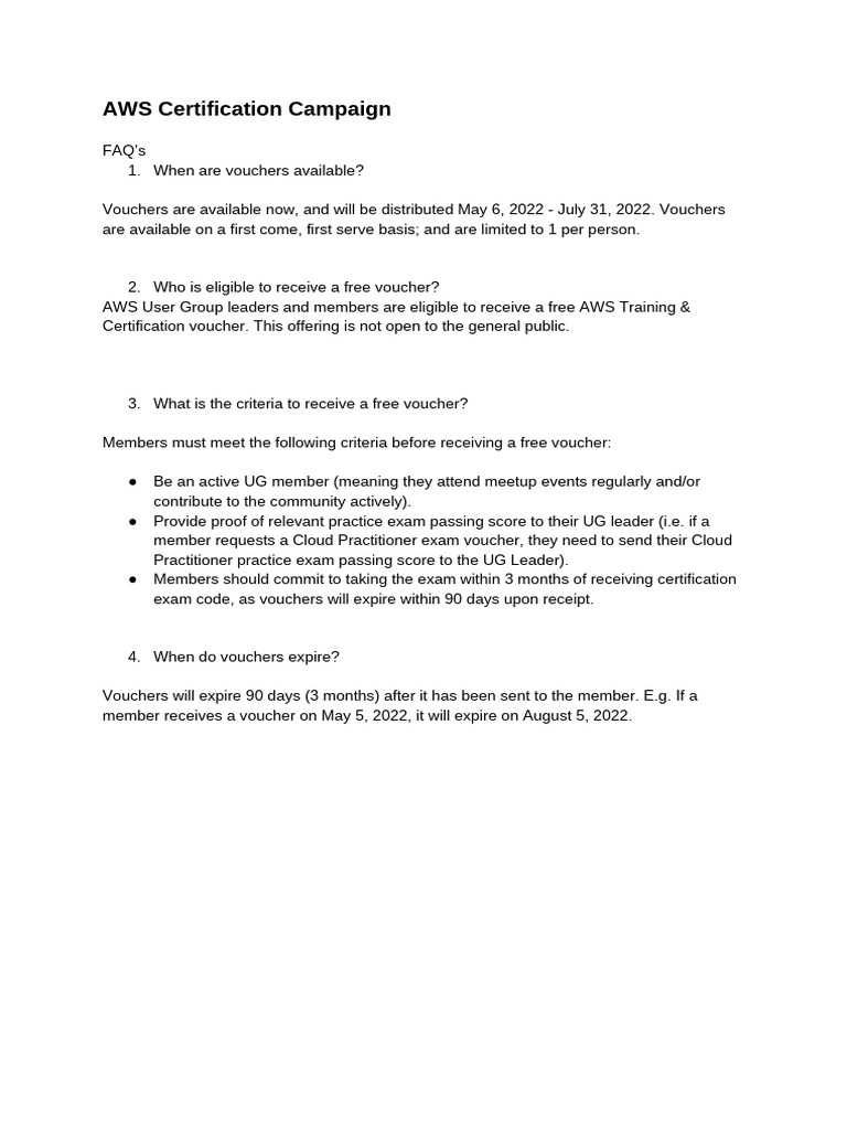 AWS Certification Voucher Eligibility Guide | PDF