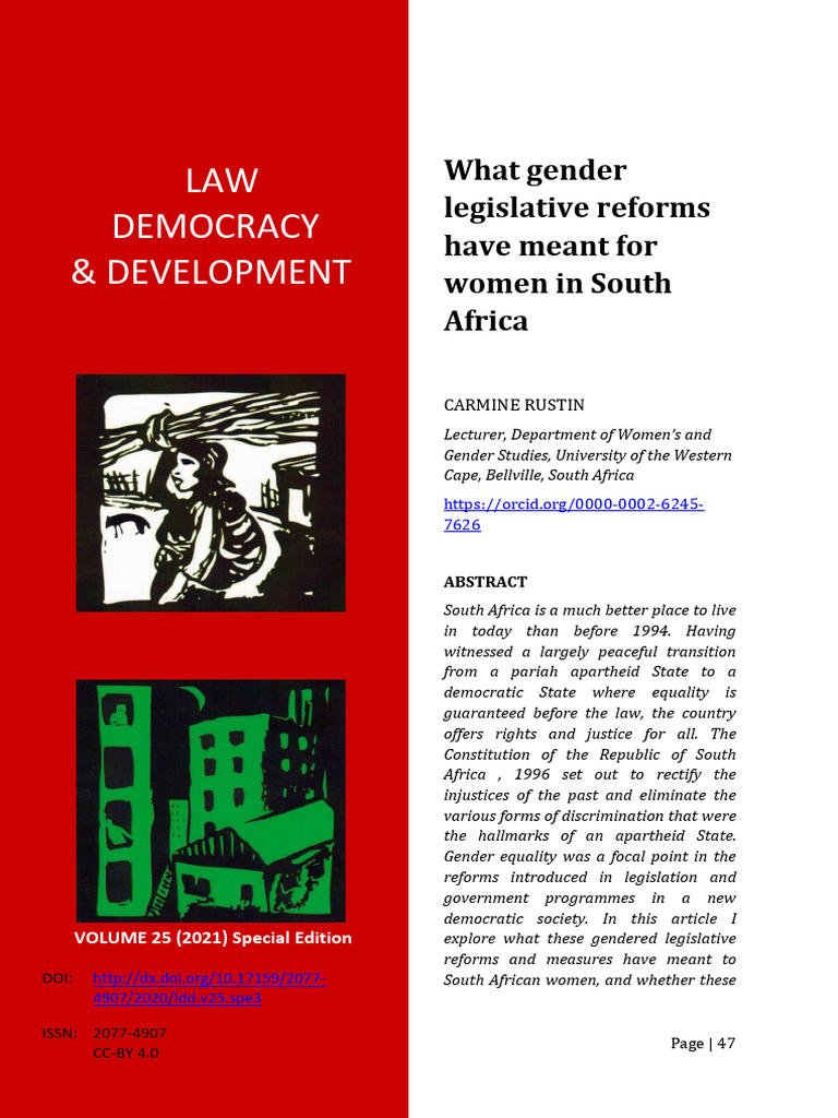What gender legislative reforms have meant for women in South Africa ...
