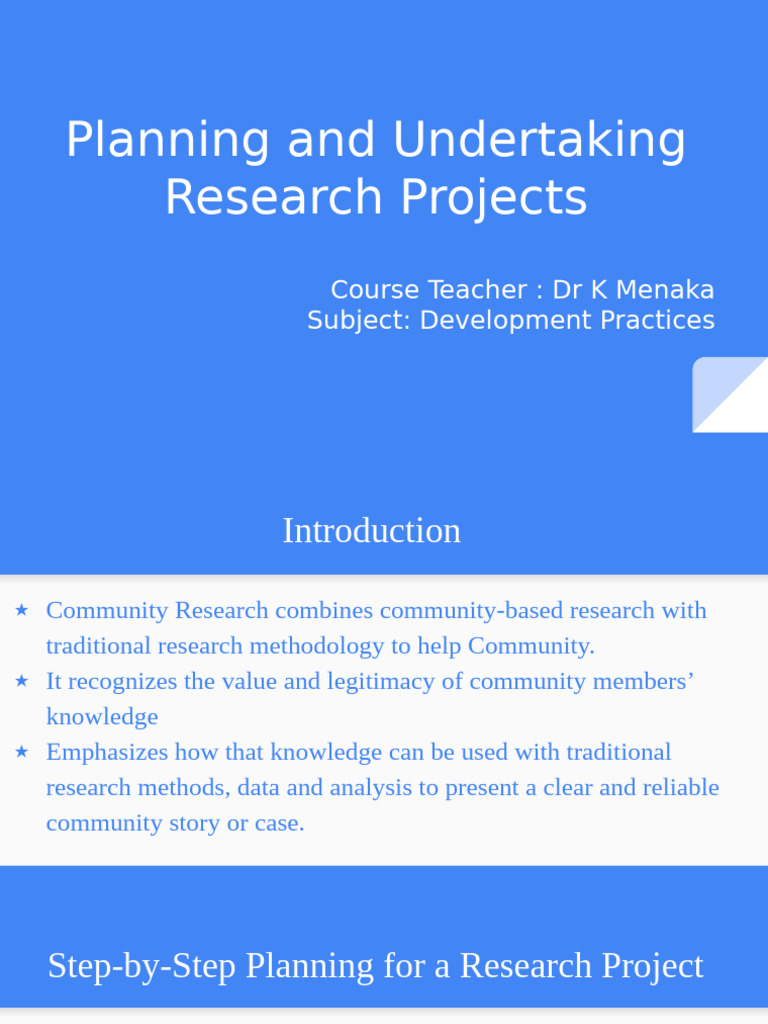 Community Research Project Planning Guide | PDF | Methodology | Data