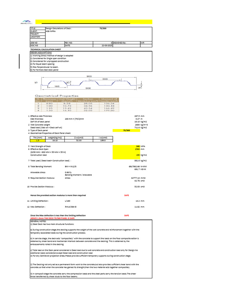 HSB INFRA-DECK DESIGN(22-03-25) | PDF | Bending | Beam (Structure)