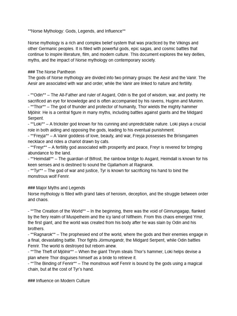 Norse Mythology - Gods, Legends, and Influence | PDF | Norse Mythology ...