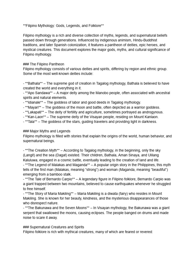 Filipino Mythology - Gods, Legends, and Folklore | PDF | Deities ...