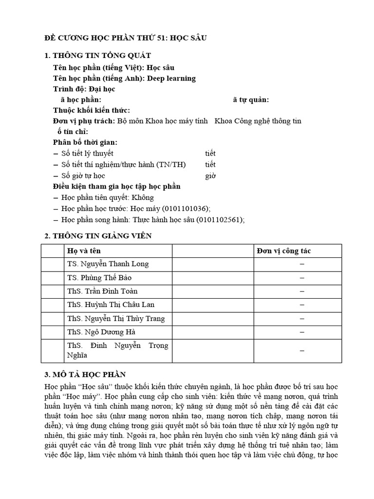 De Cuong Chi Tiet Hoc Sau | PDF