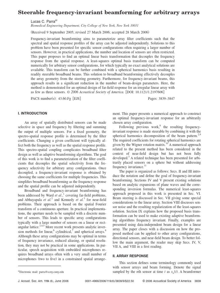 Steerable Frequency-Invariant Beamforming | PDF | Matrix (Mathematics ...
