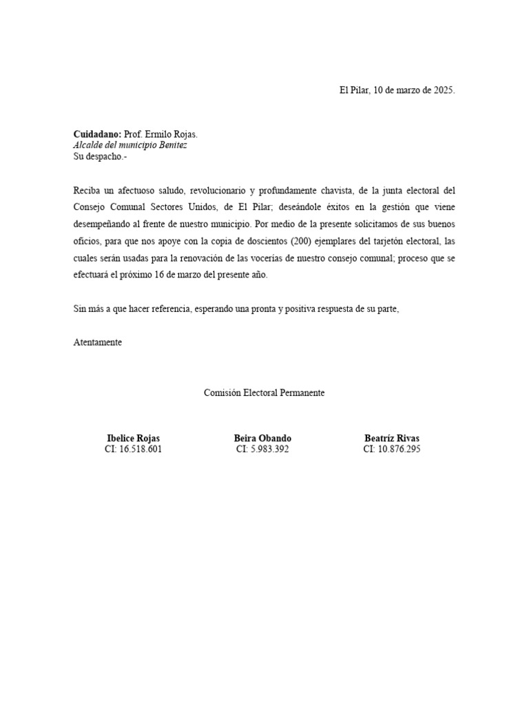 Oficio Consejo Comunal | PDF