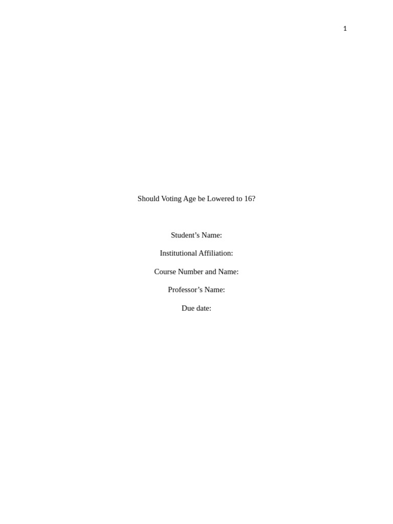 Essay - Should Voting Age Be Lowered To 16 | PDF | Democracy ...