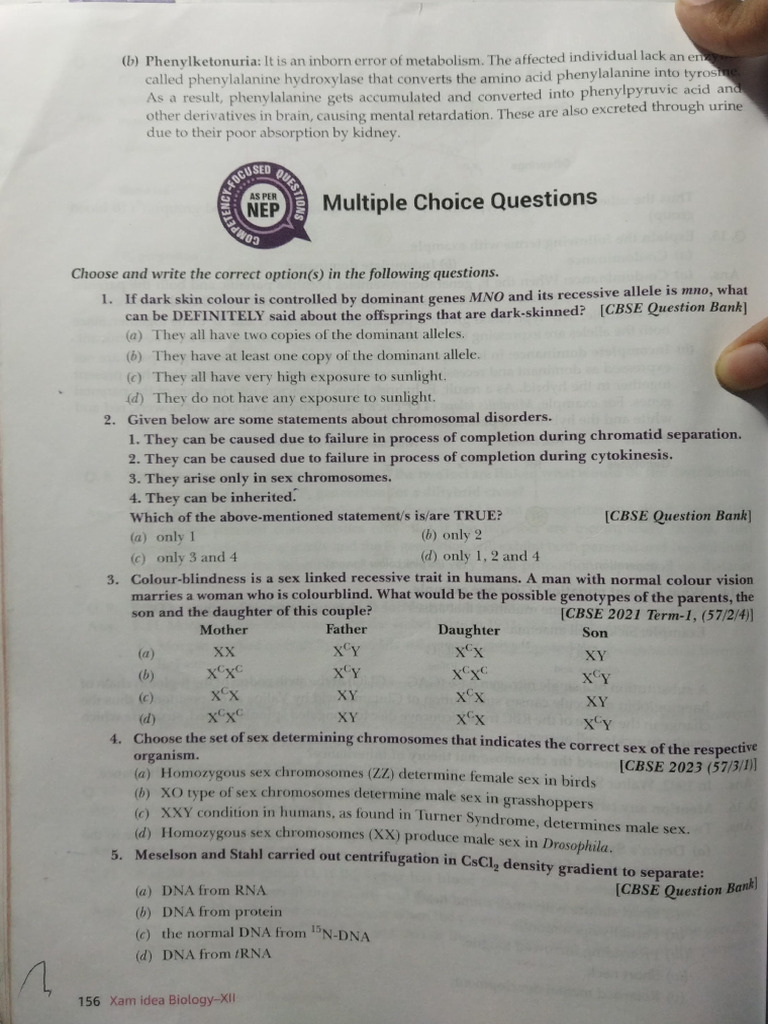 Principle of Inheritance and Various MCQs and A&R | PDF | Molecular Genetics | Biochemistry