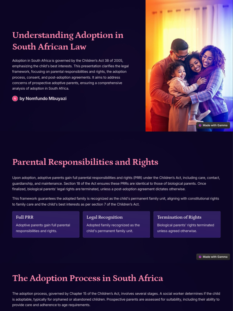 Adoption Law in South Africa Explained | PDF | Adoption | Parent