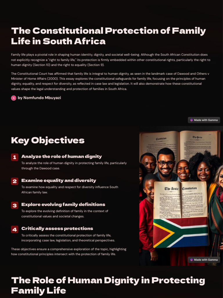 The Constitutional Protection of Family Life in South Africa | PDF ...