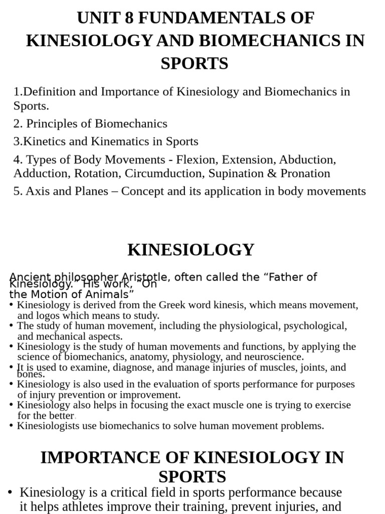 Unit 8 Fundamentals of Kinesiology and Biomechanics in | PDF | Anatomical Terms Of Motion ...