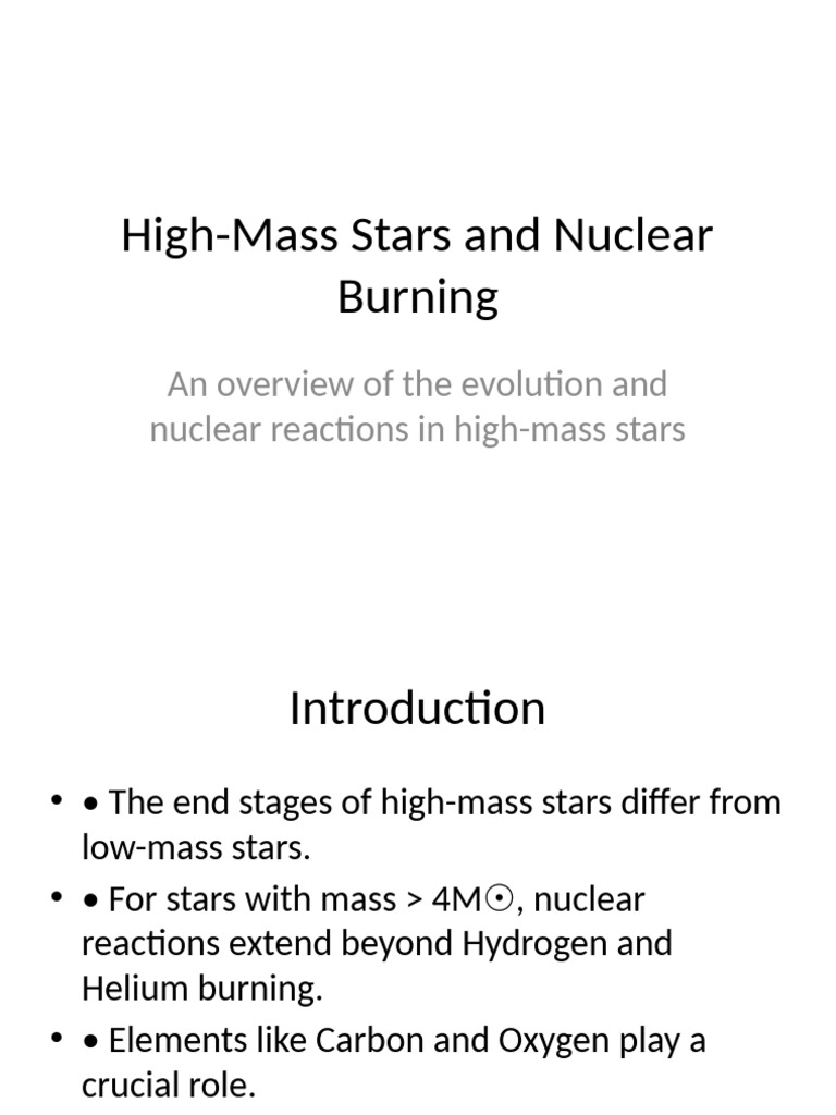 High Mass Stars Nuclear Burning | PDF