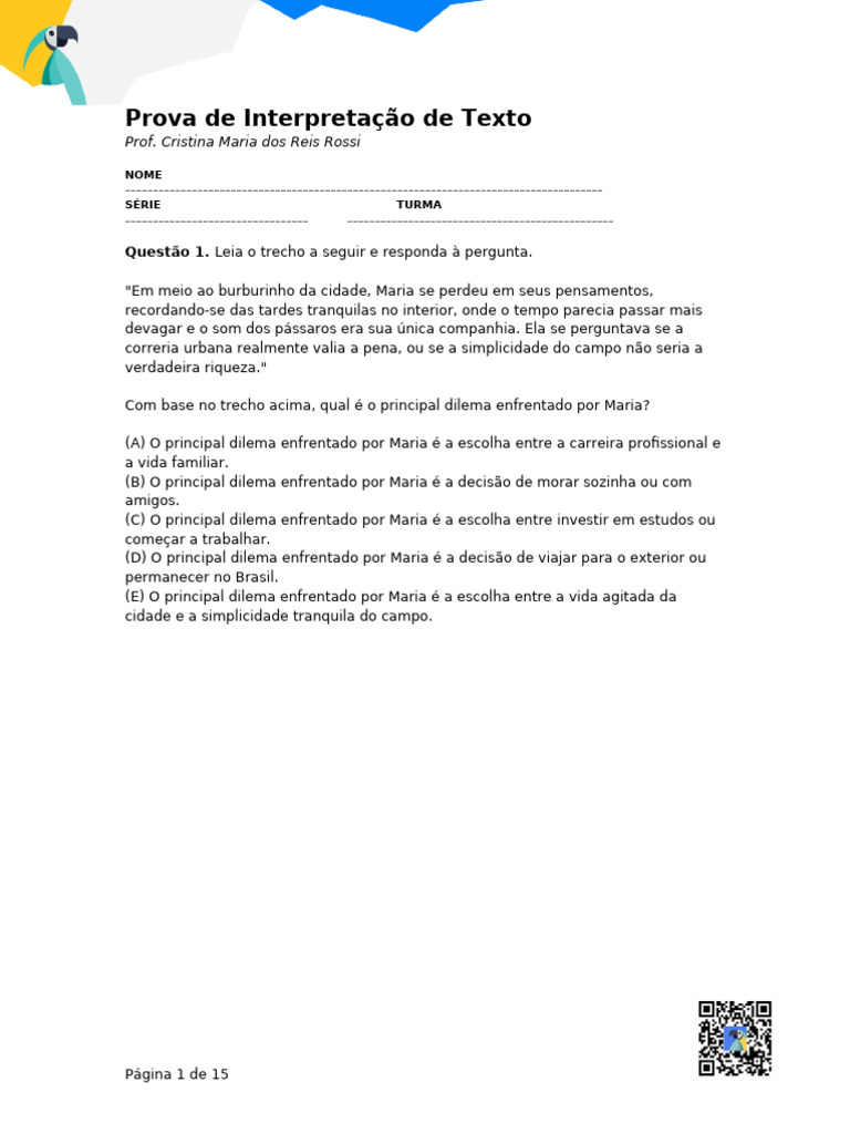 Prova de Interpretao de Texto | PDF | Sociologia | Brasil