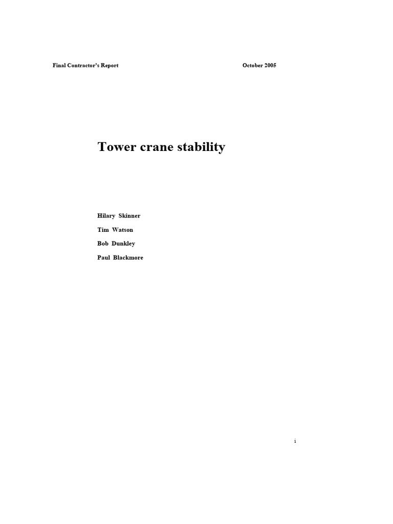 Tower Crane Stability | PDF