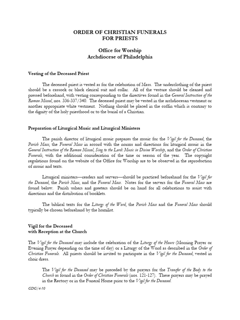 Order of Christian Funerals Odwphiladelphia Org | PDF | Mass (Liturgy ...