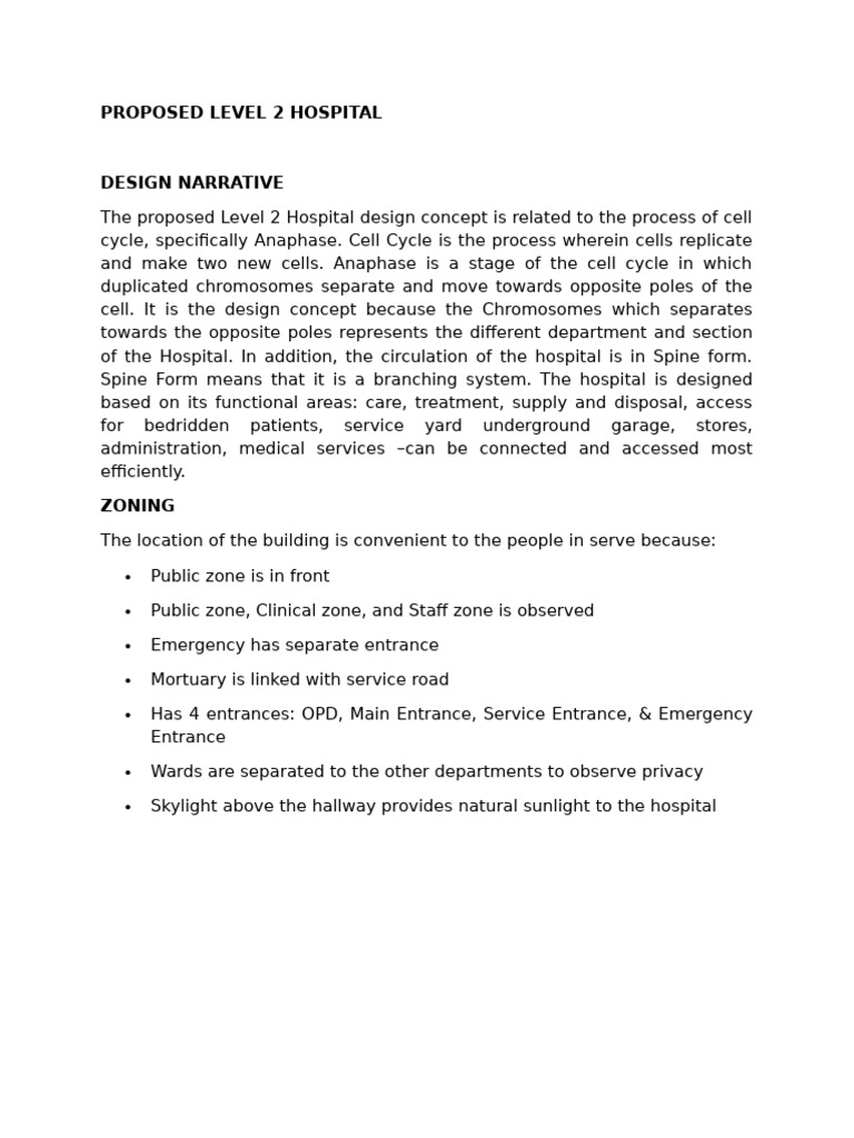 Design Concept Level 2 Hospital | PDF